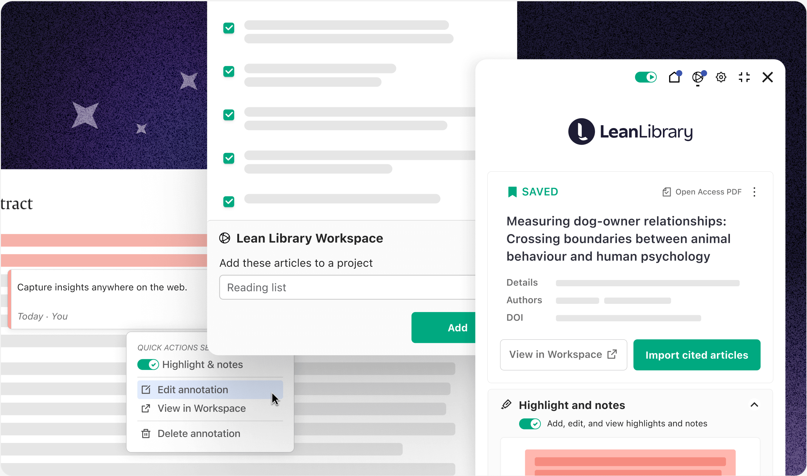Lean Library Workspace | Reference Manager & Generator | Harvard, APA & More